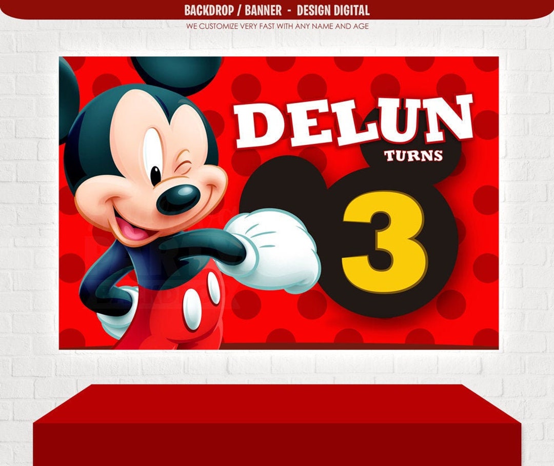 Mickey Mouse Birthday Mickey Mouse Backdrop Mickey Mouse - Etsy