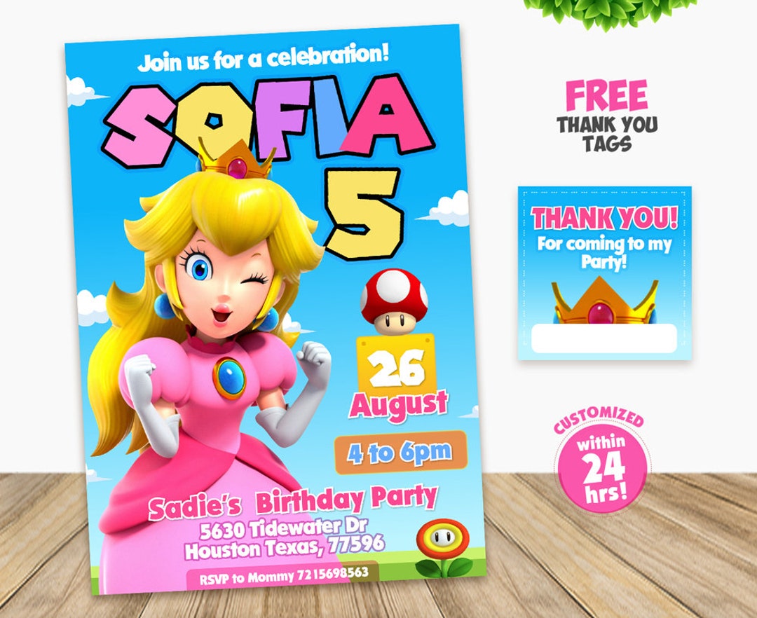 Invitación de princesa Peach, invitación de princesa Peach ...