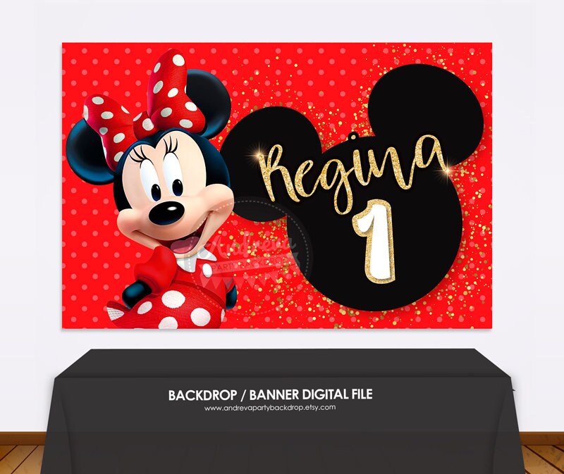 Minnie Mouse Birthday Backdrop Minnie Mouse Decoration Red - Etsy