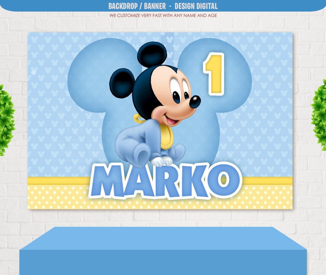 Printable Baby Mickey Mouse Backdrop, Baby Mickey Mouse Banner, Mickey ...