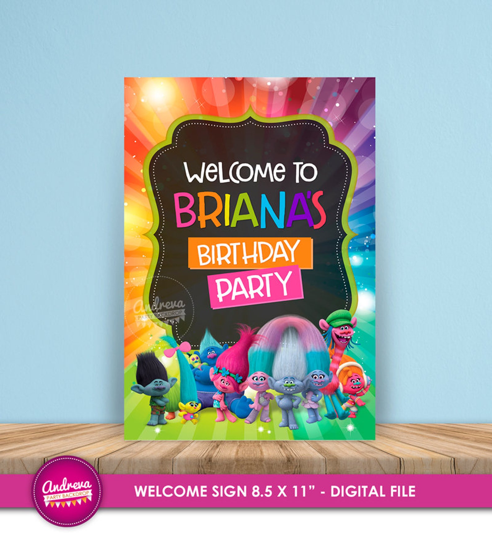 Trolls Welcome Sign Trolls birthday party Trolls printable | Etsy