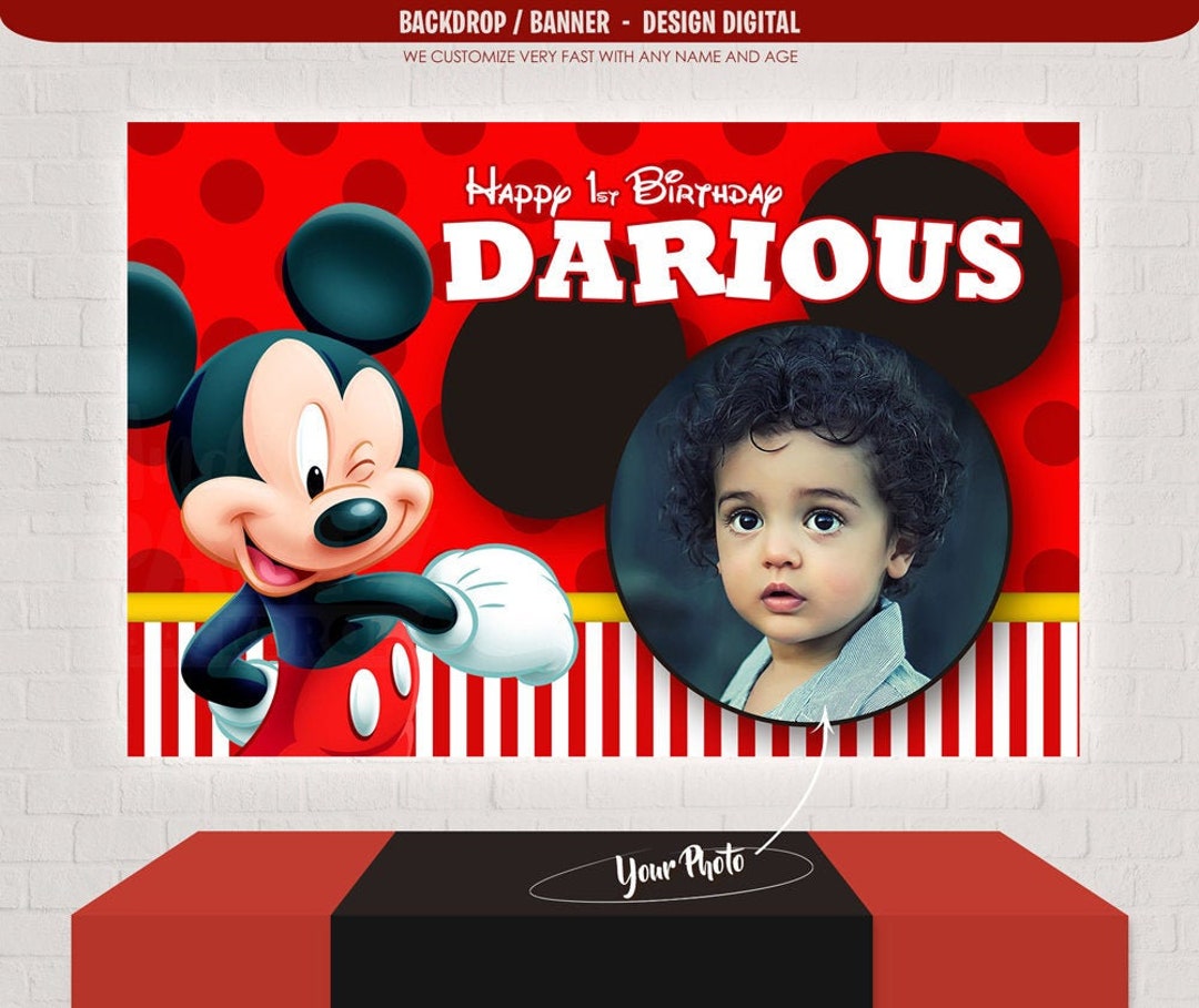Mickey Mouse Backdrop, Mickey Mouse Birthday Banner, Mickey Mouse ...