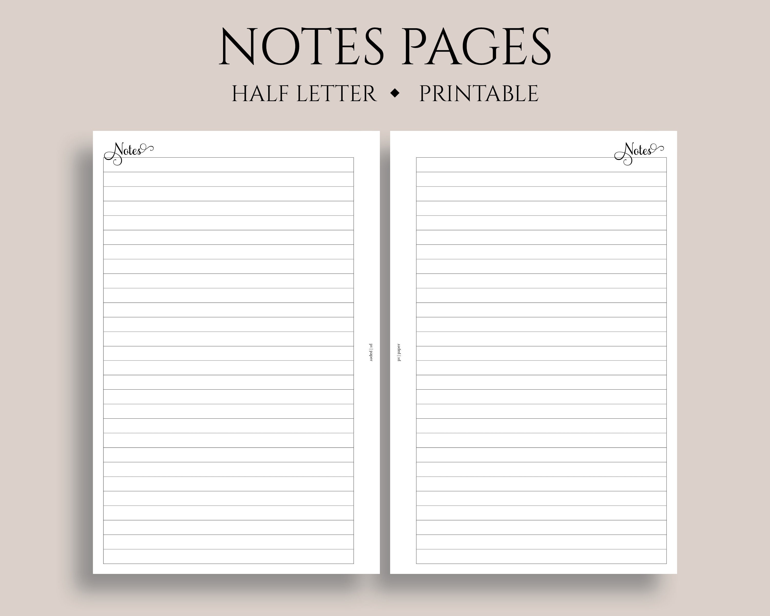 College Ruled Filler Paper Printable ~ Full Letter Lined Notes Pages ...