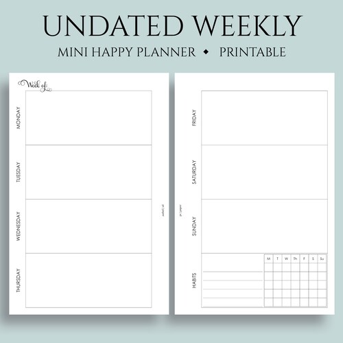 Mini Happy Planner Printable Undated Weekly Planner on 4 Pages - Etsy