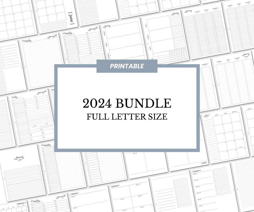 2024 Printable Bundle, Full Letter Size, Dated Daily, Weekly, Monthly ...