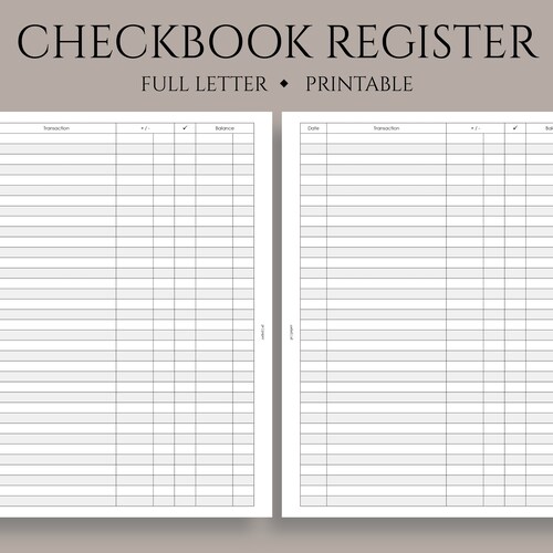 Checkbook Register Printable for Happy Planner Classic & Mini | Etsy