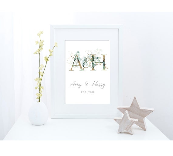 Personalised Wedding Print Couples Gift Engagement Print | Etsy UK