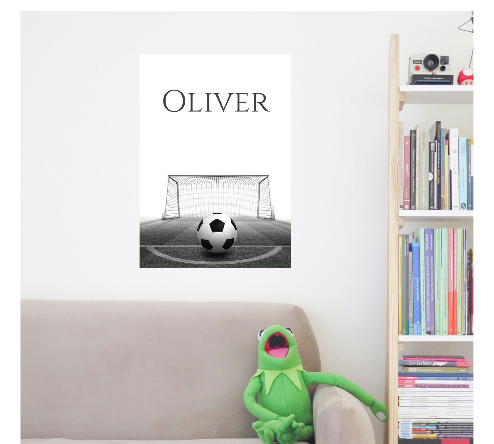 Football Print Personalised Football Print Grey Footballer - Etsy UK