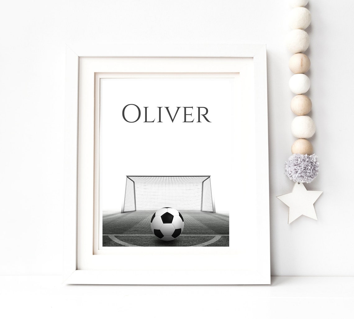 Football Print, Personalised Football Print, Grey Footballer Print ...
