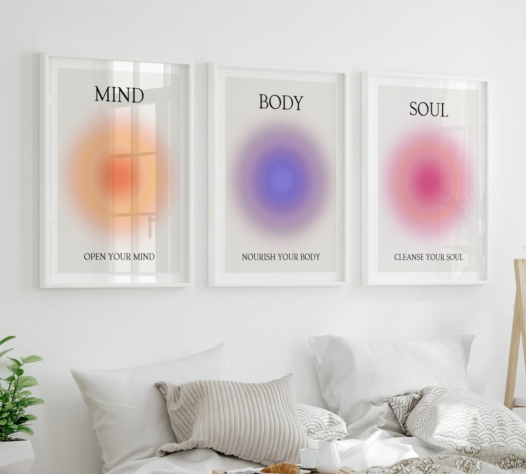 Set of 3 Aura Prints, Aura Gradient Quote Wall Art Prints, SET OF 3 ...