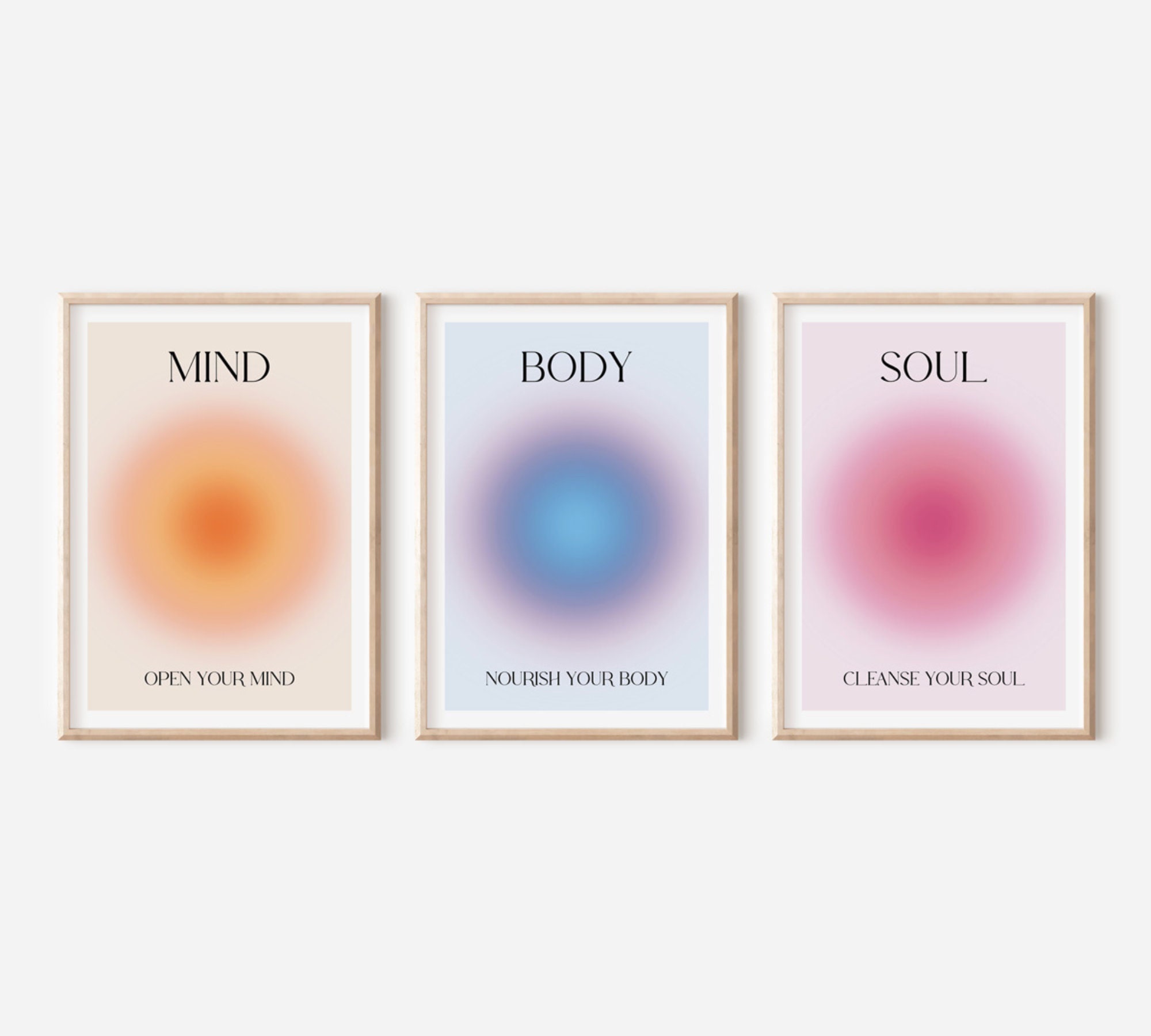Aura Gradient Abstract Wall Art, Spiritual Prints, Mind Body Soul ...