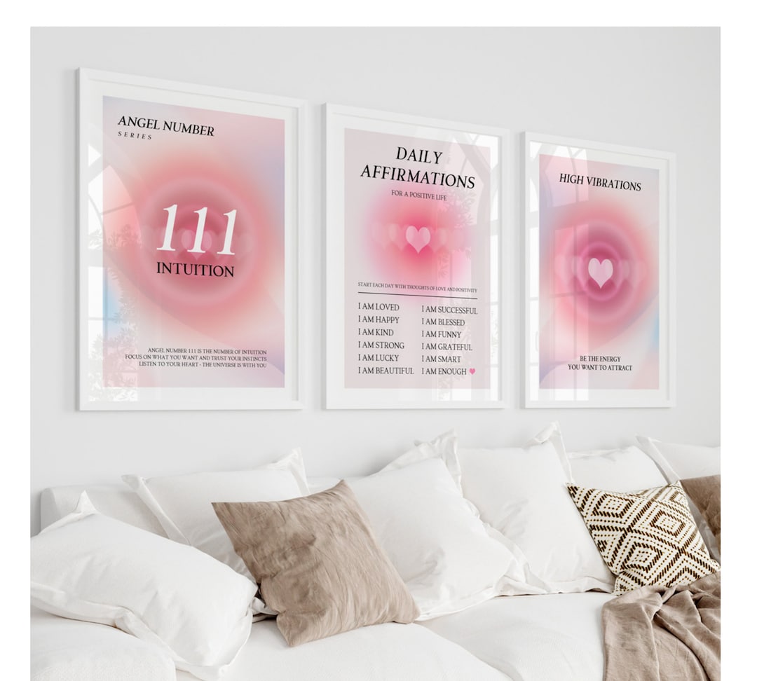 Angel Number Poster, Positive Affirmations Print, Aura Posters Bedroom ...