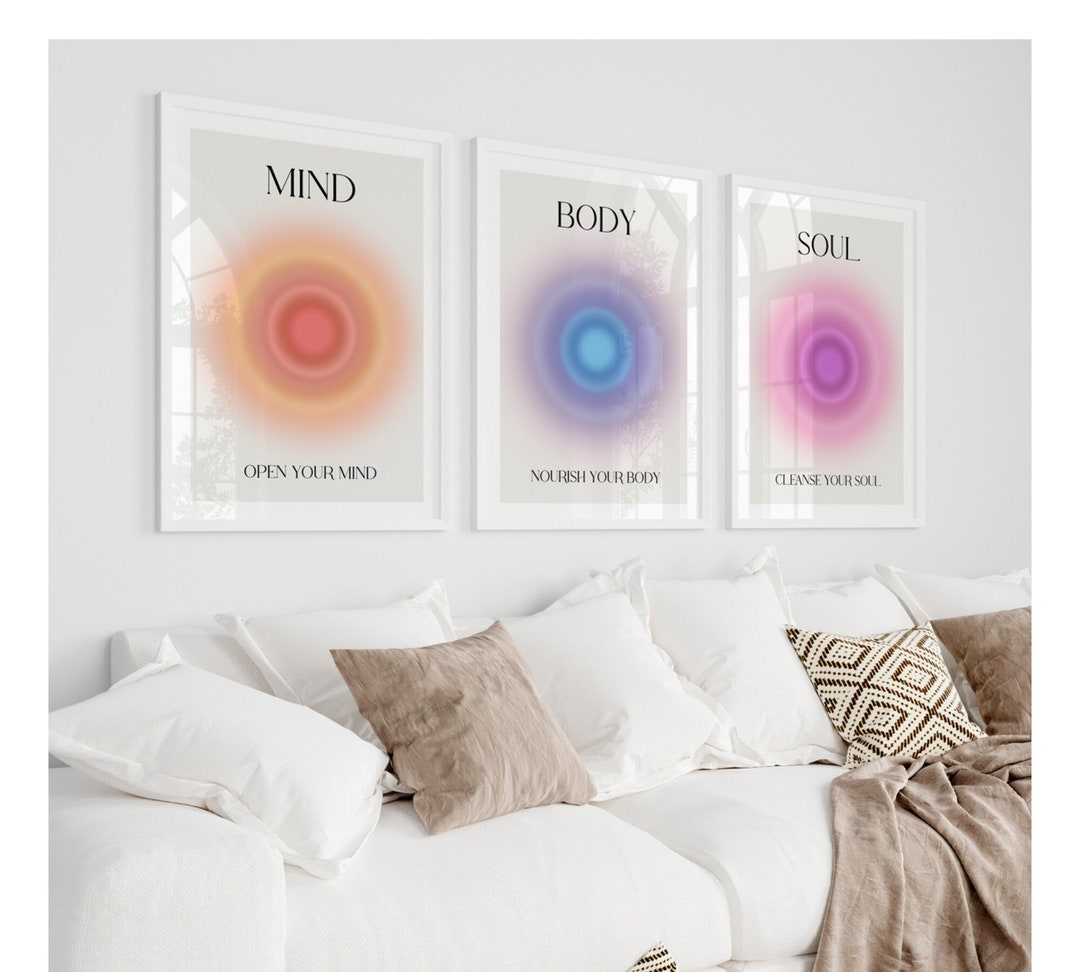 Aura Posters, Aura Prints, SET OF 3 UNFRAMED Gradient Wall Art ...