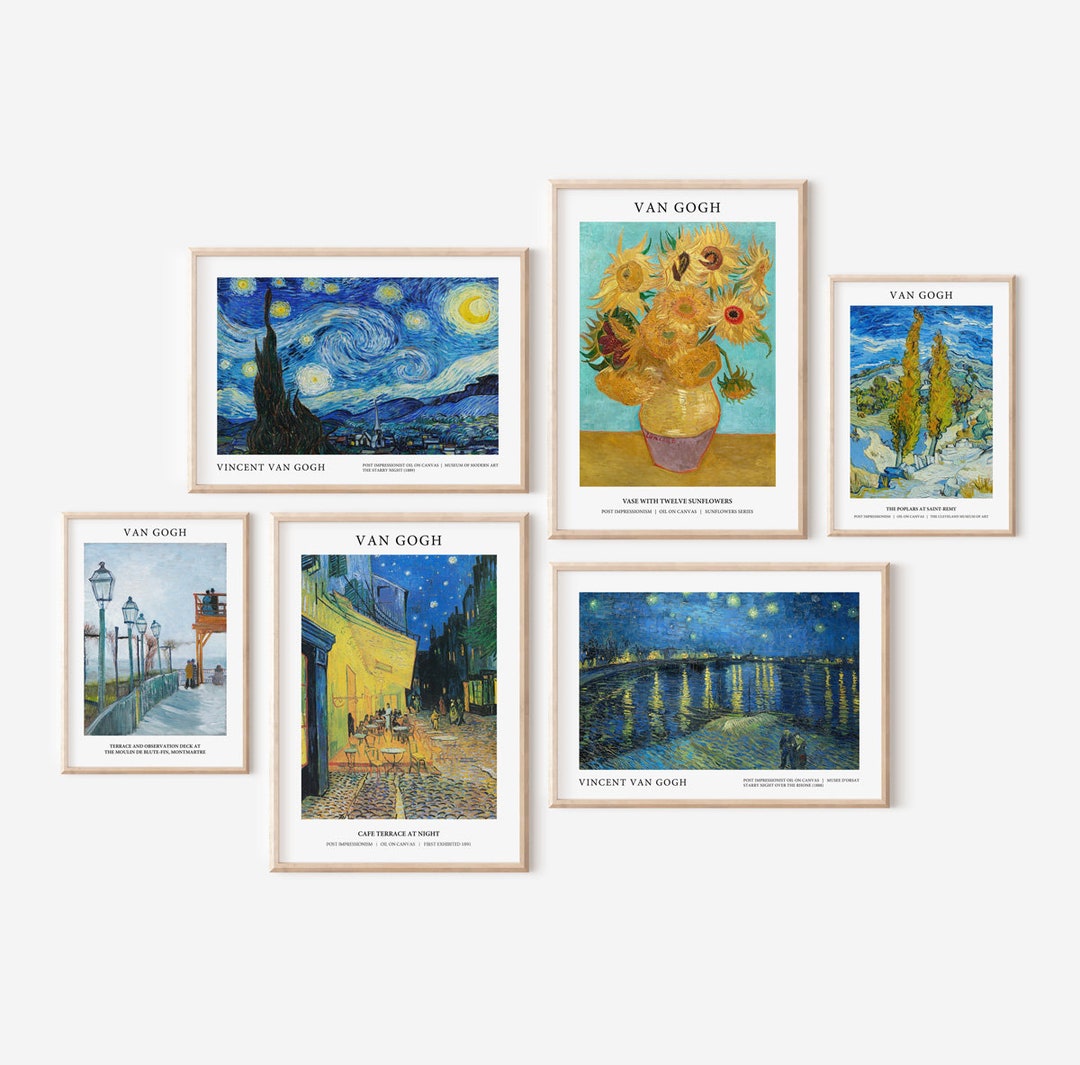 Van Gogh Posters Set, Paintings Gallery Wall Fine Art Prints, SET OF 6 ...