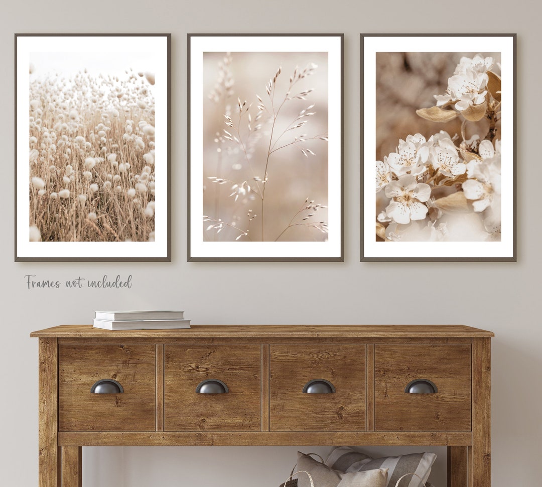 Beige Wall Art, SET OF 3 Beige Prints, Neutral Prints, Living Room ...