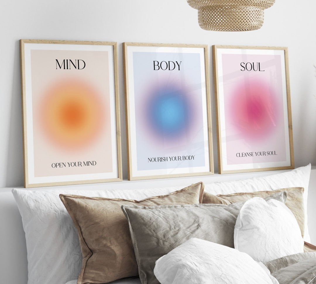 Aura Gradient Abstract Wall Art, Spiritual Prints, Mind Body Soul ...