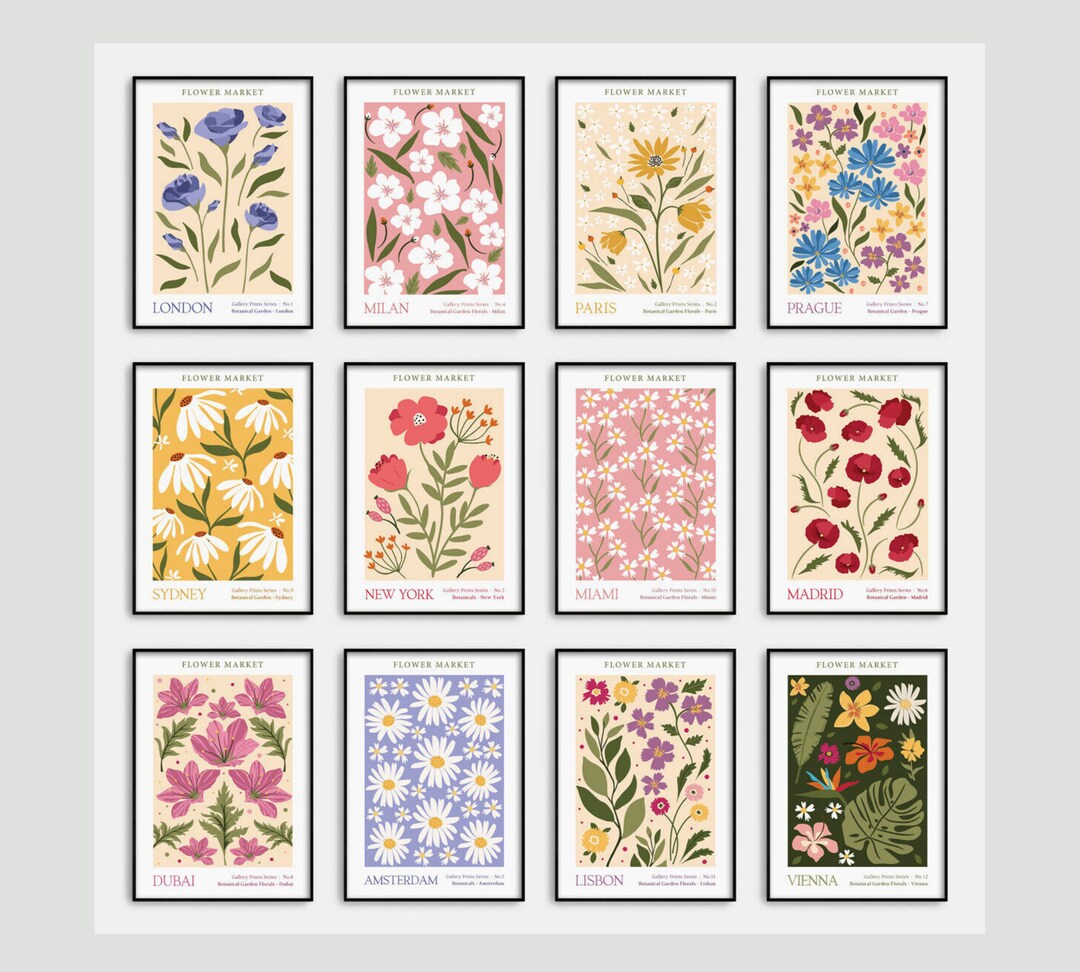 Flower Market Prints, Travel Poster, Floral Print, Living Room Pictures ...