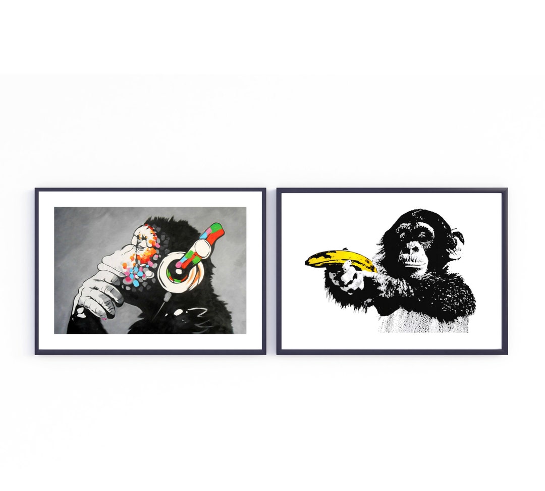 SET OF 2 Banksy Prints, Banksy Wall Art, Banksy Print, Banksy Pictures ...
