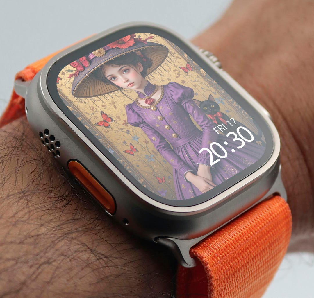 21 Elegant Woman and Cat Watch Faces: Custom Forest-themed PNG Designs ...