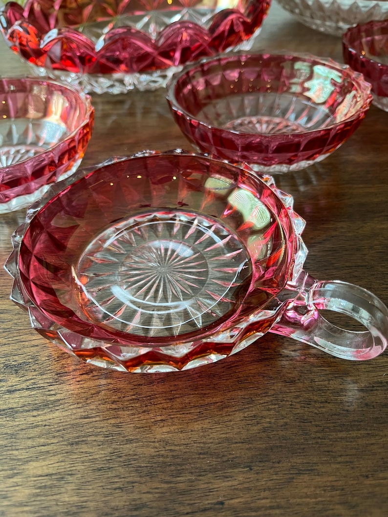 Indiana Ruby Flash Glass Bowls - Set of 6 - Etsy