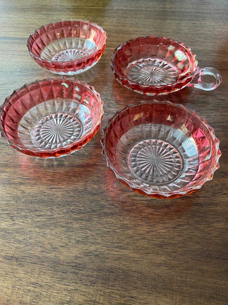 Indiana Ruby Flash Glass Bowls - Set of 6 - Etsy