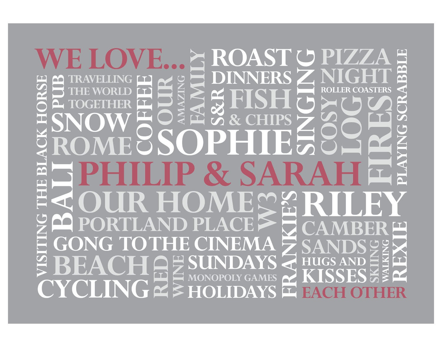 Personalised 'we Love' Word Art Digital File - Etsy