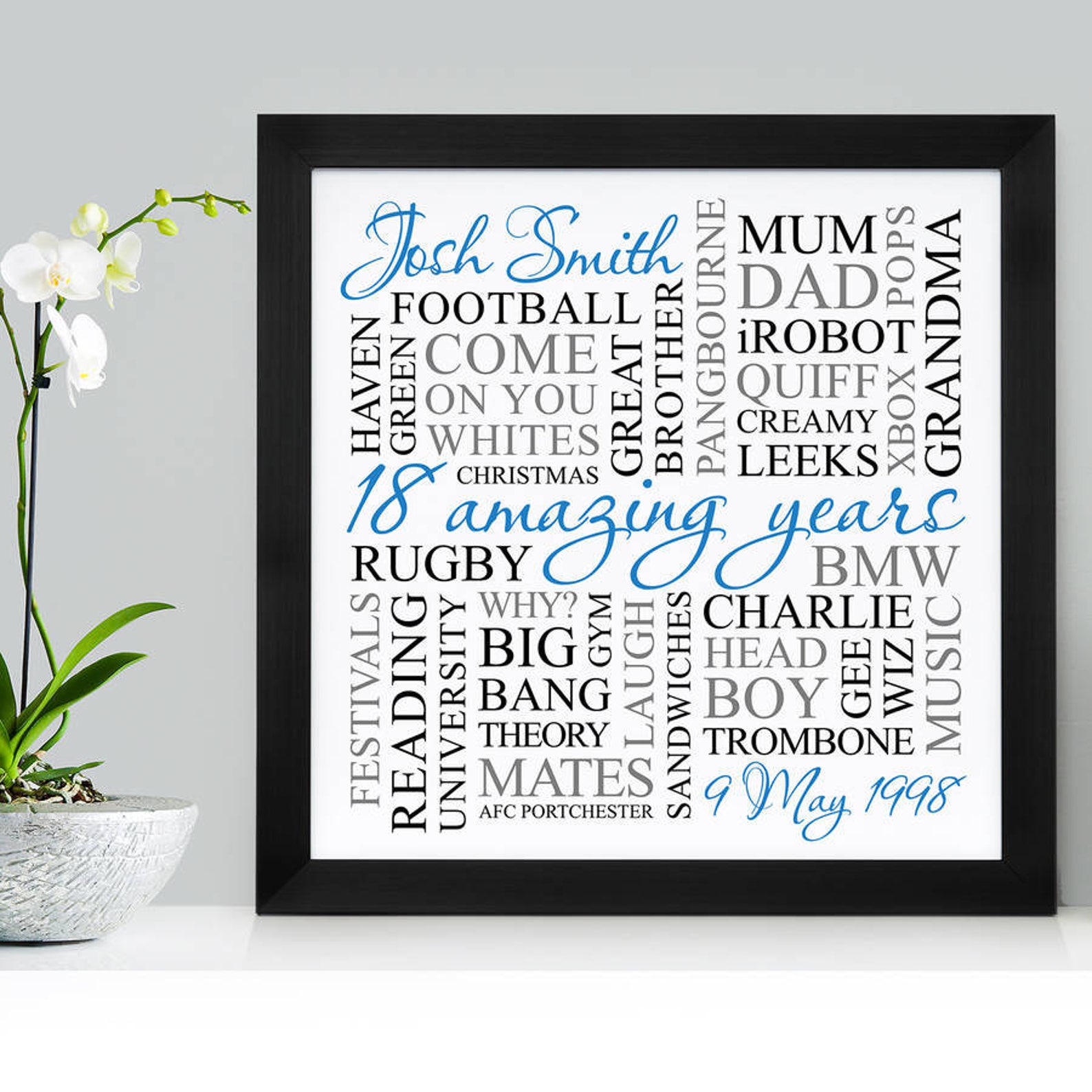 Personalised 18th Birthday Square Word Art - Etsy