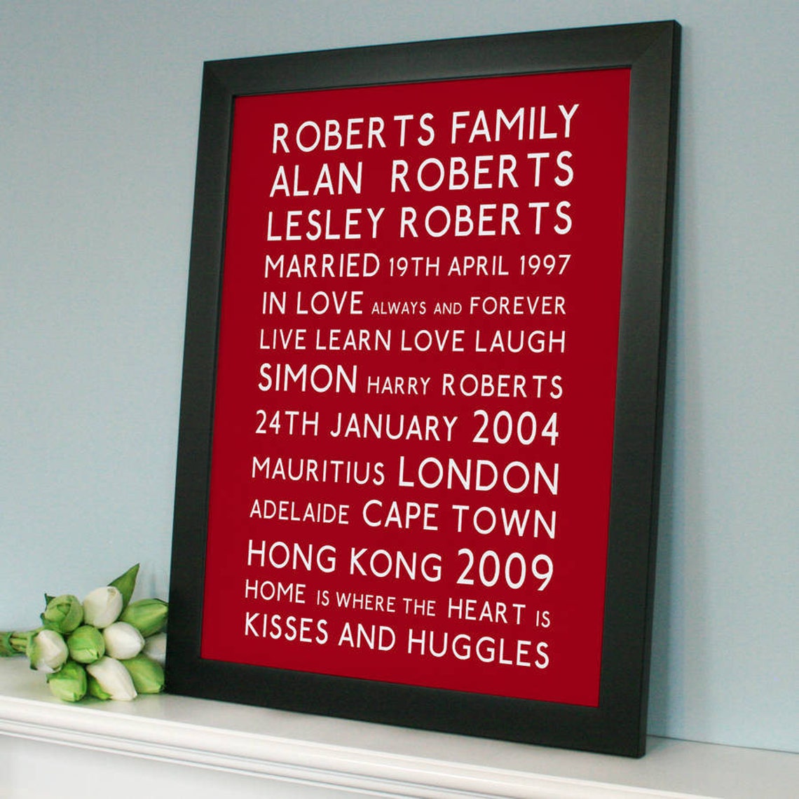 Personalised Family Typographic Art Print - Etsy