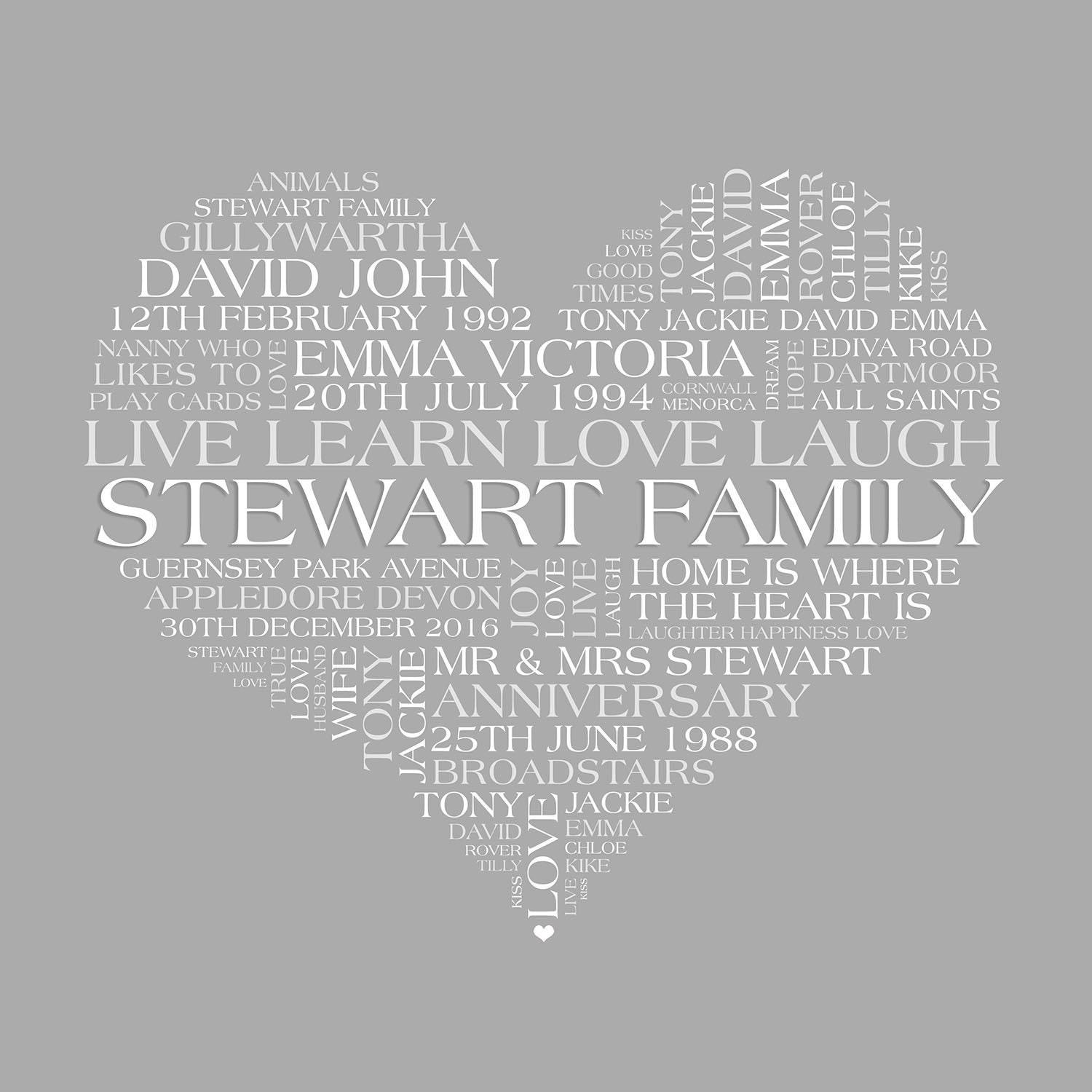 Personalised Heart Family Word Art Digital File - Etsy Ireland