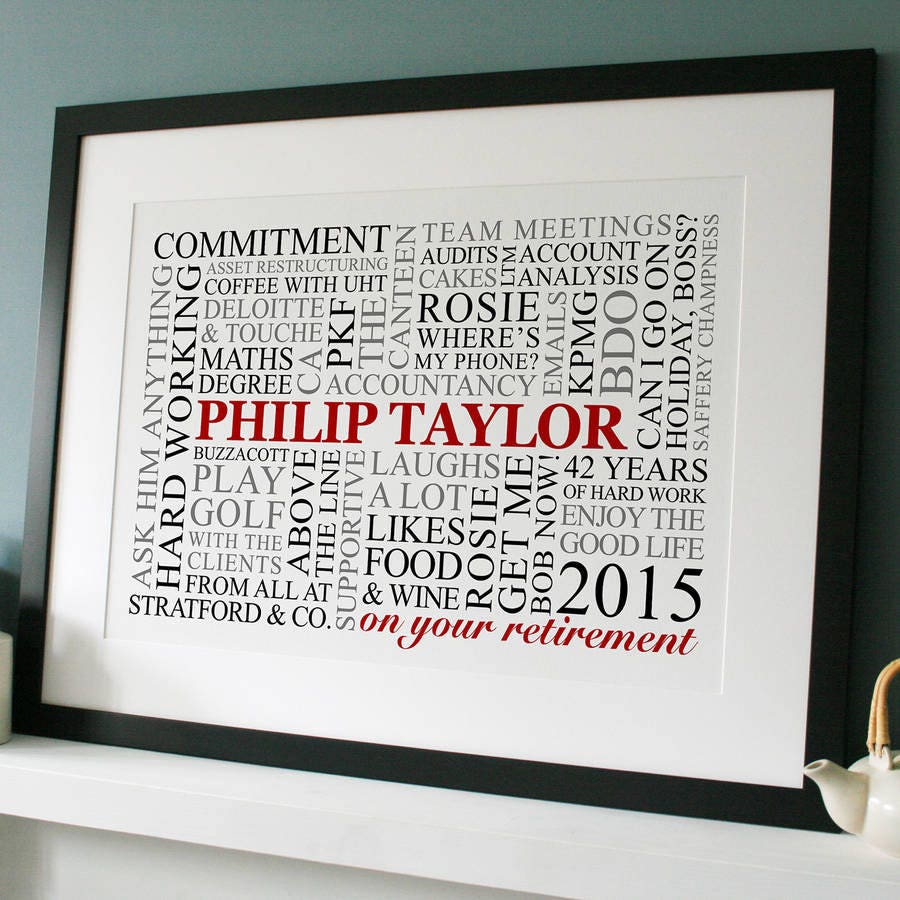 Personalised Retirement Word Art - Etsy Hong Kong