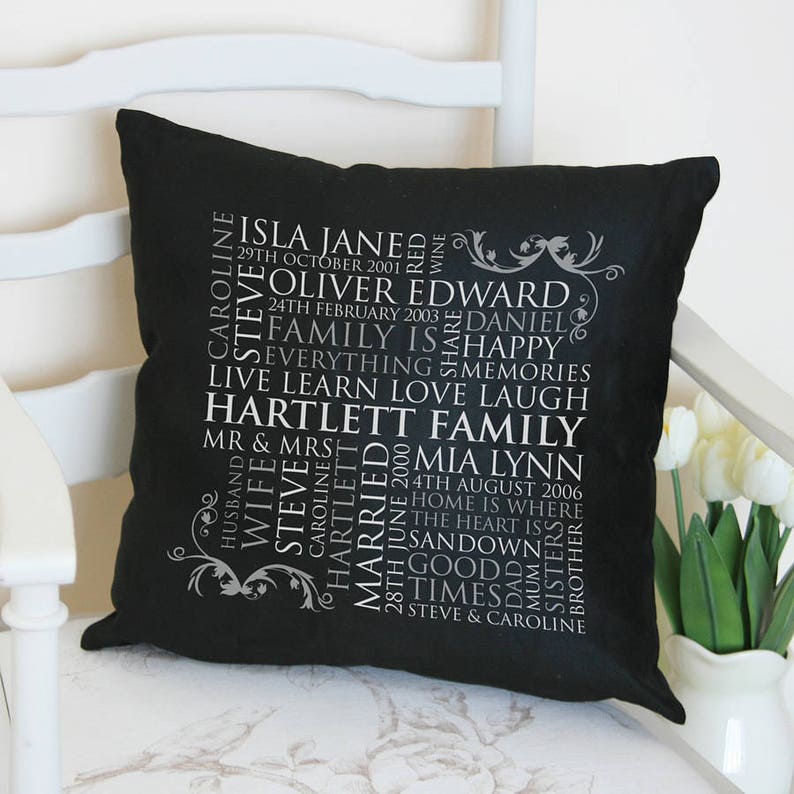 Personalised Family Word Art Cushion | Etsy