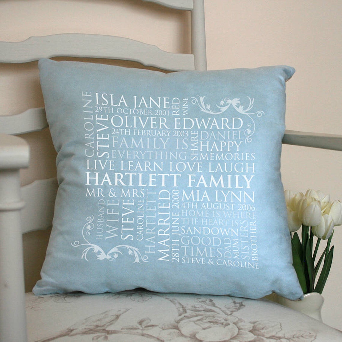 Personalised Family Word Art Cushion | Etsy