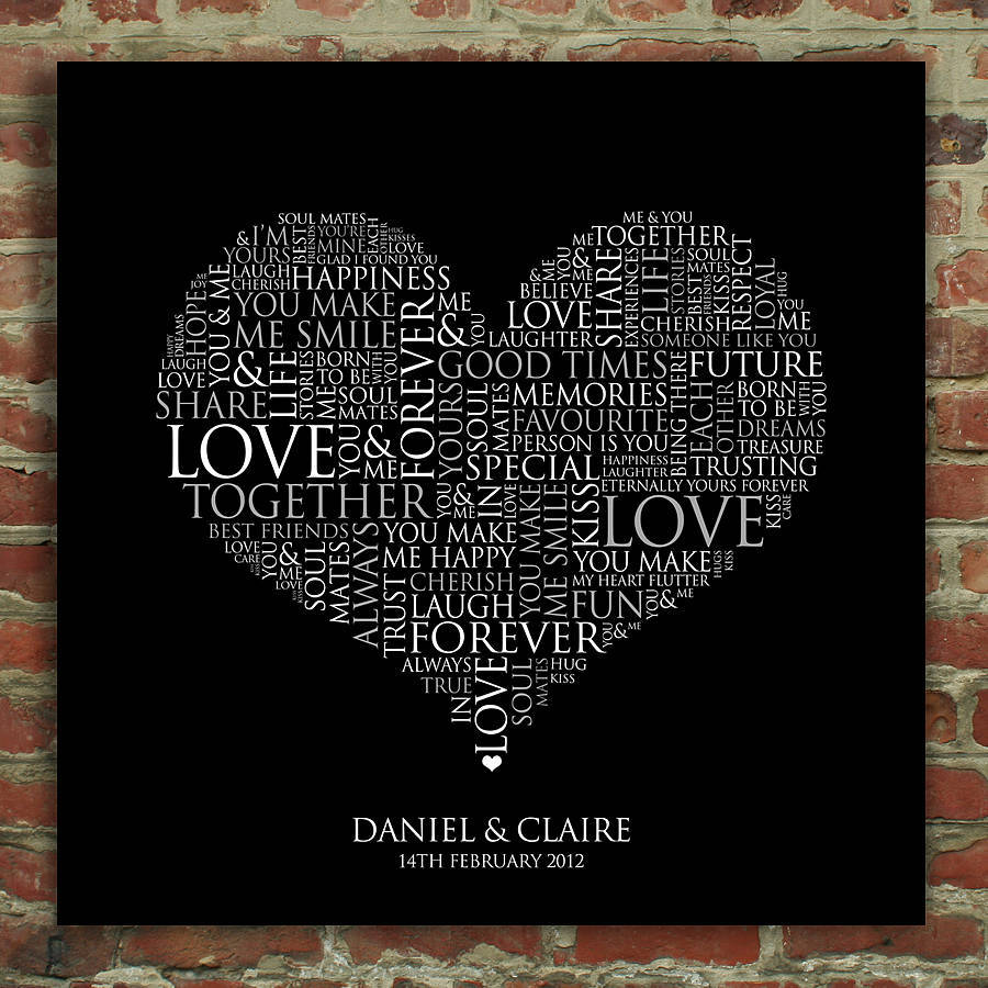 Personalised Heart Word Art Digital File - Etsy