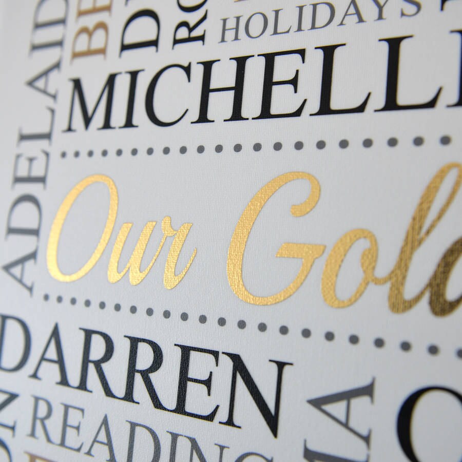 Personalised Golden Anniversary Metallic Word Art - Etsy