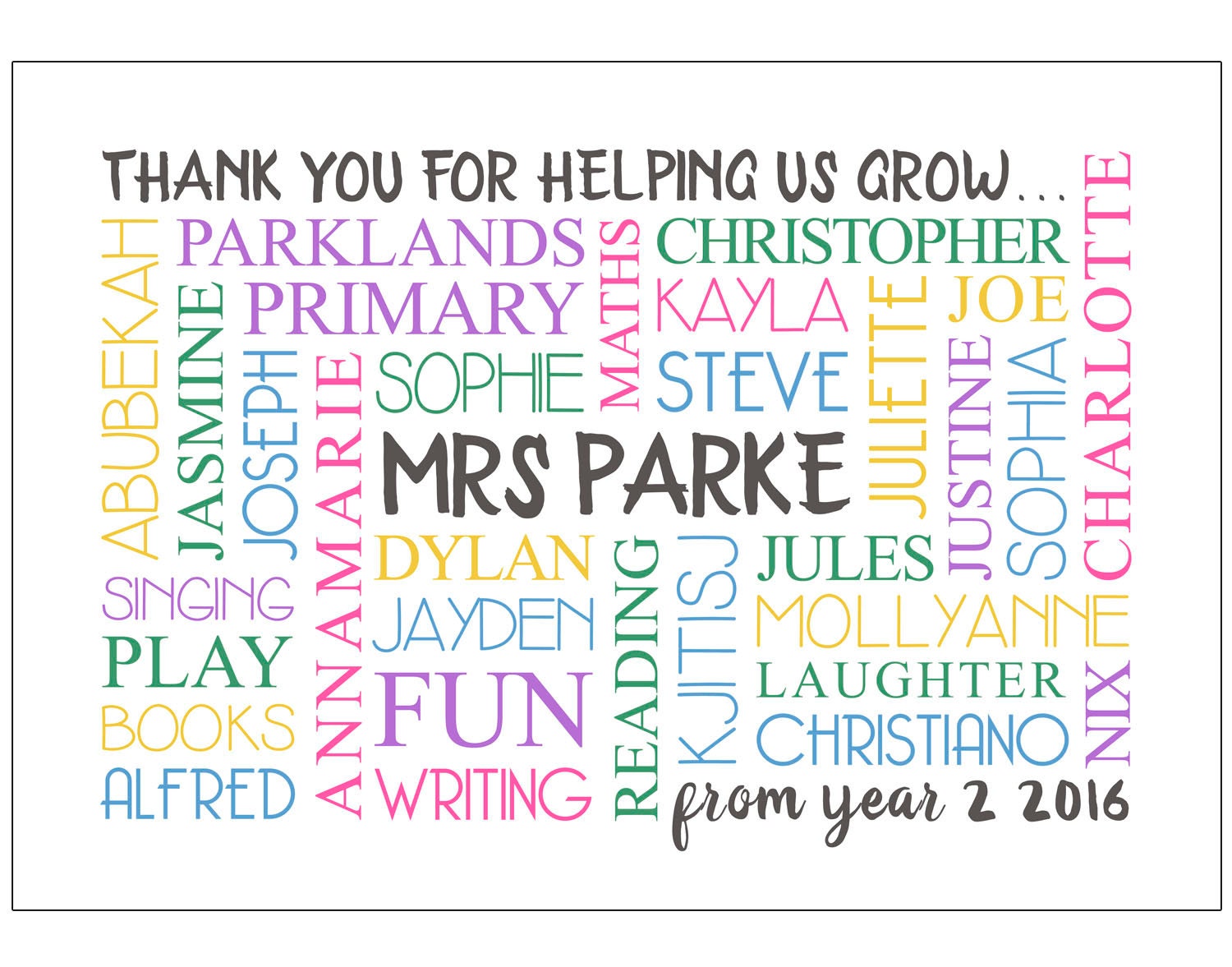 Personalised 'thank You Teacher' Word Art Digital File - Etsy