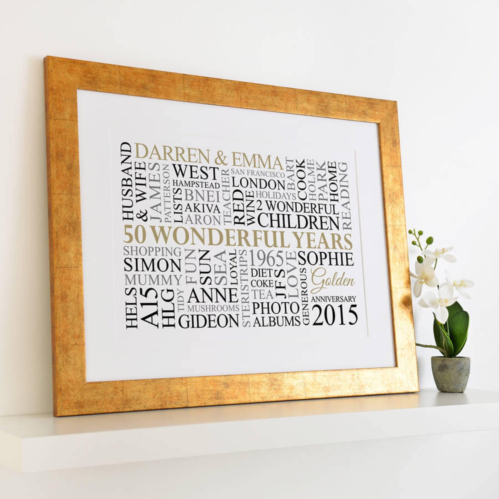 Personalised Golden Anniversary Word Art Digital File - Etsy