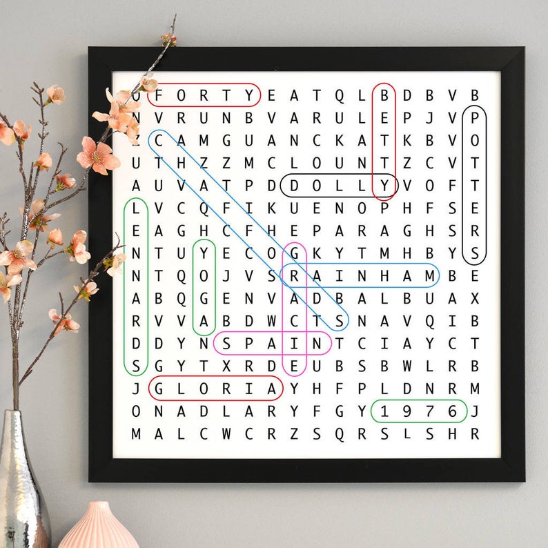 Personalised Word Search Art - Etsy