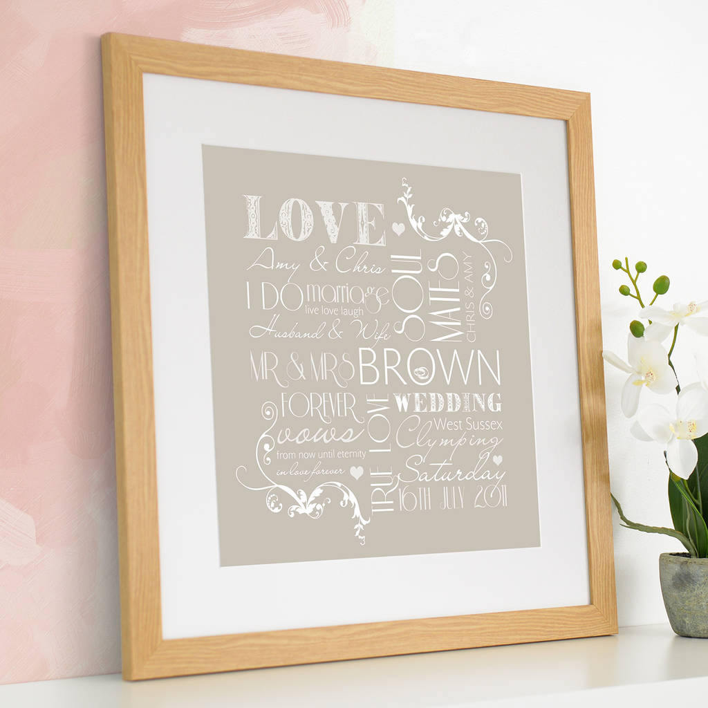 Personalised Wedding Typographic Art Print - Etsy