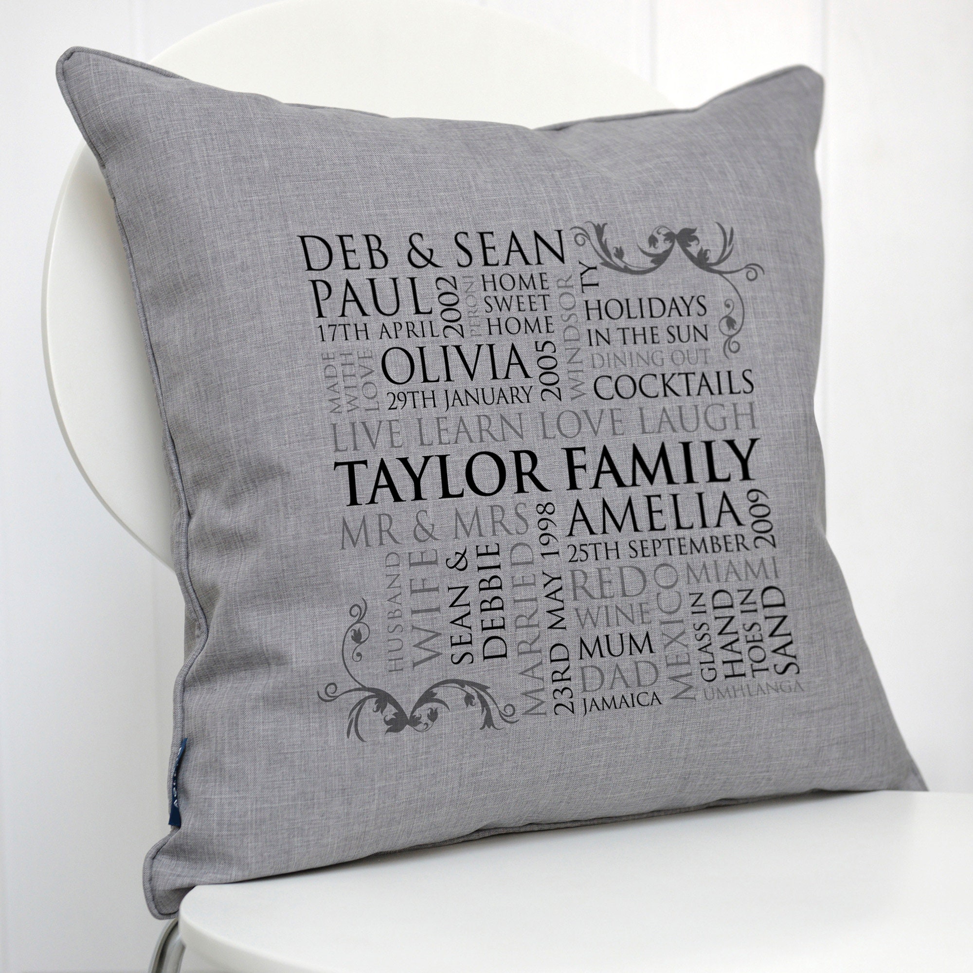 Personalised Family Word Art Cushion - Etsy