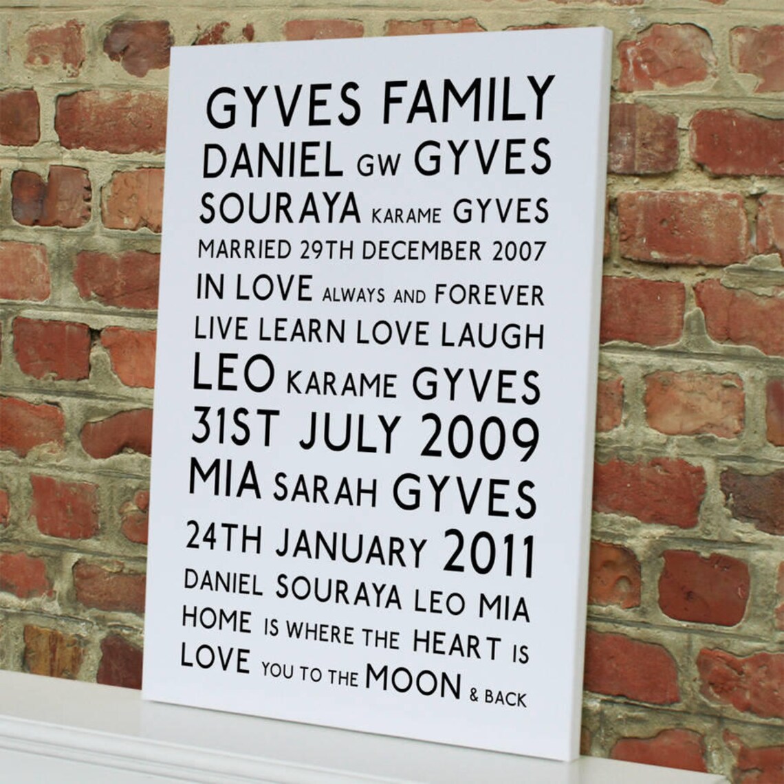 Personalised Family Typographic Art Print - Etsy