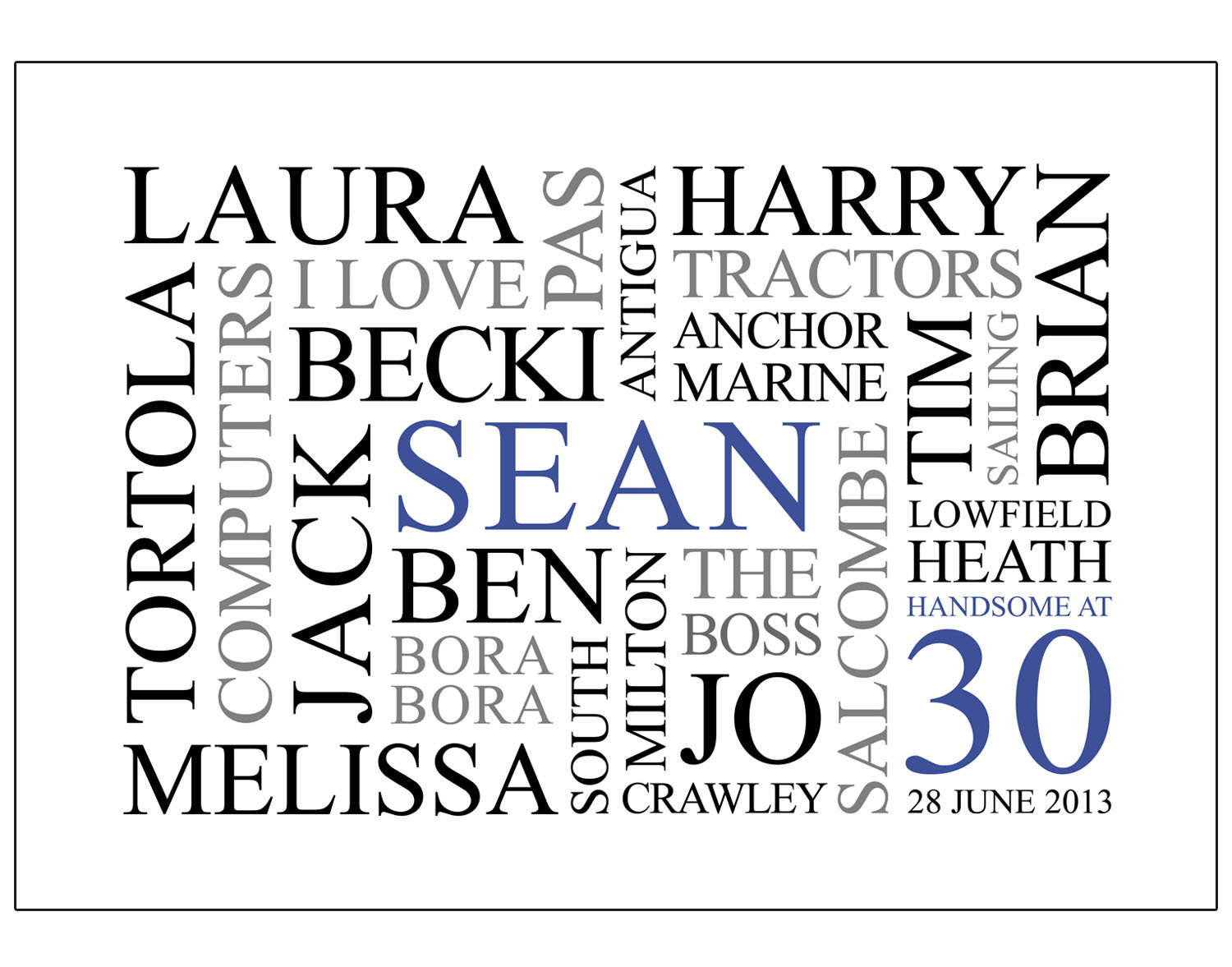 Personalised 30th Birthday Word Art Digital File - Etsy