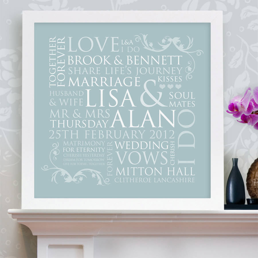 Personalised Wedding Word Design Print | Etsy