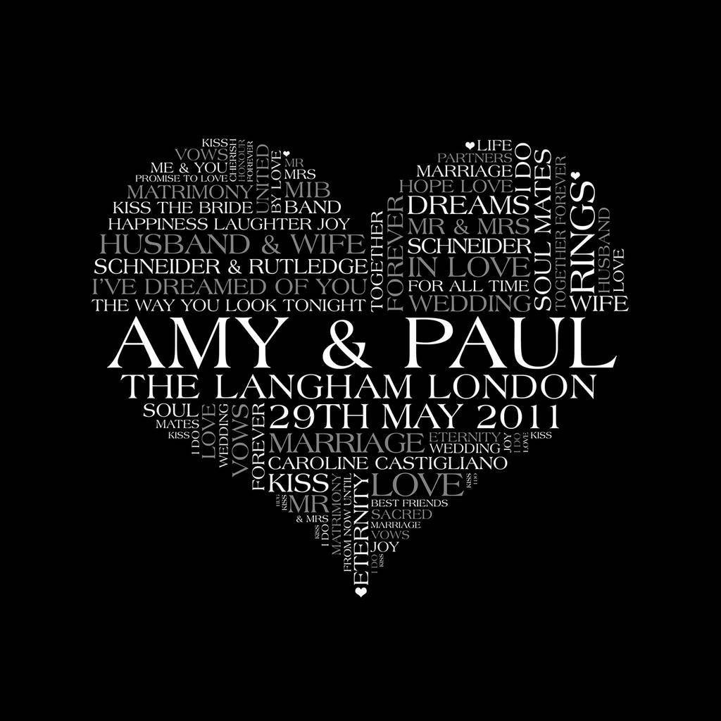 Personalised Wedding Word Art Print - Etsy
