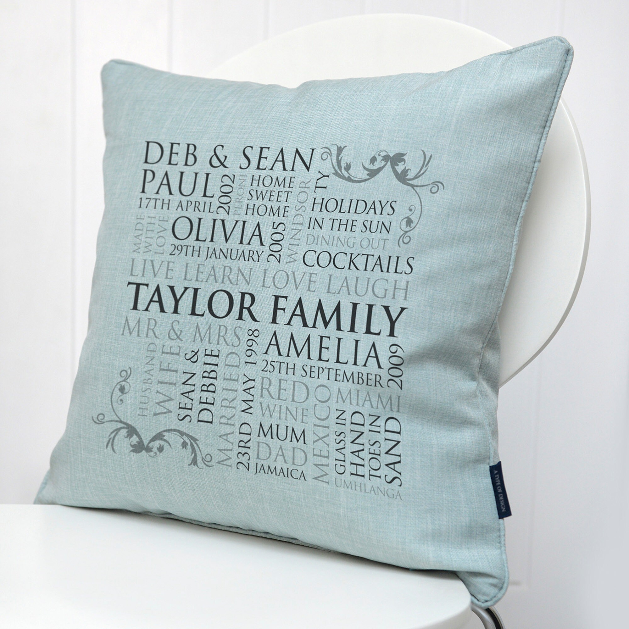Personalised Family Word Art Cushion - Etsy