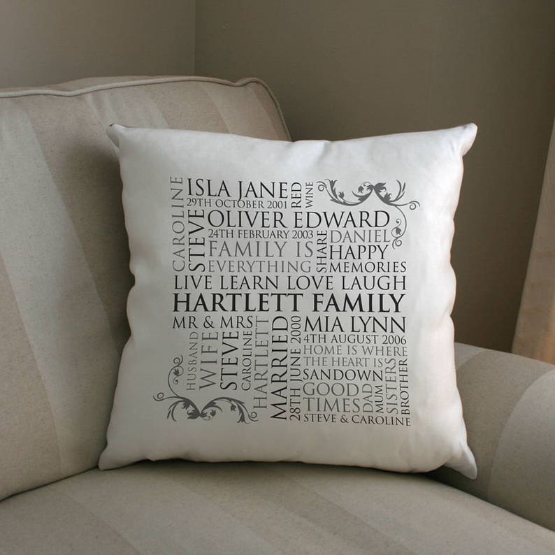 Personalised Family Word Art Cushion | Etsy
