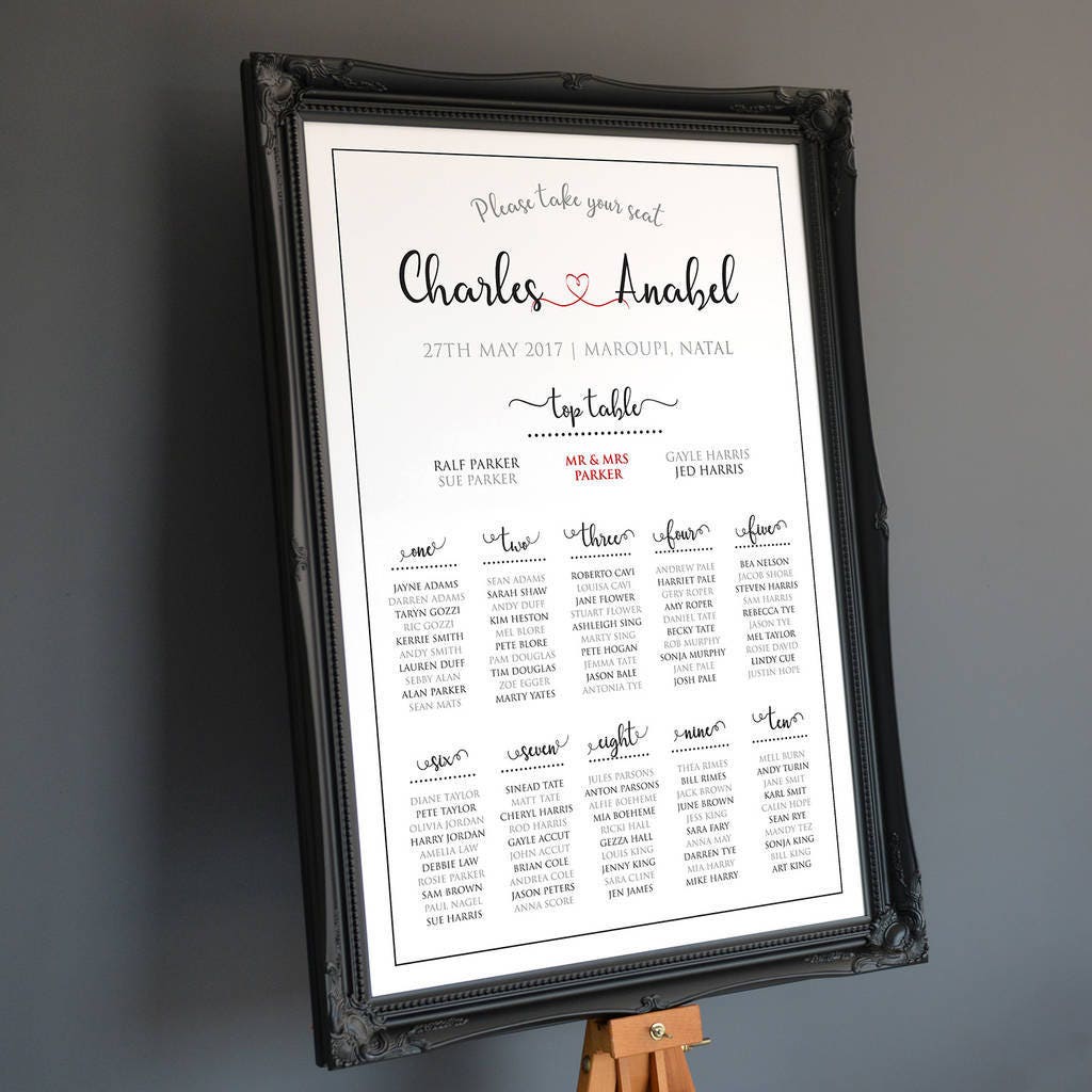 Personalised Wedding Seating Plan - Etsy