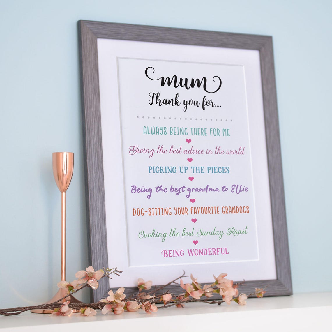 Personalised Thank You Mum Print - Etsy