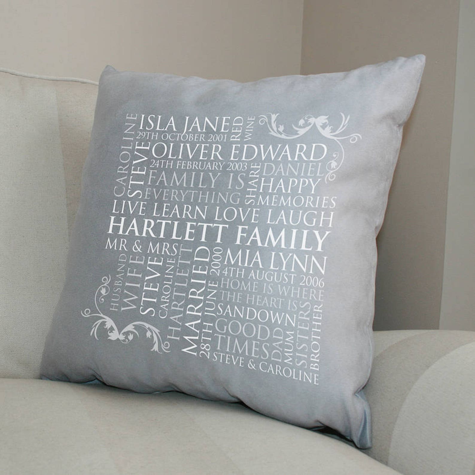 Personalised Family Word Art Cushion | Etsy