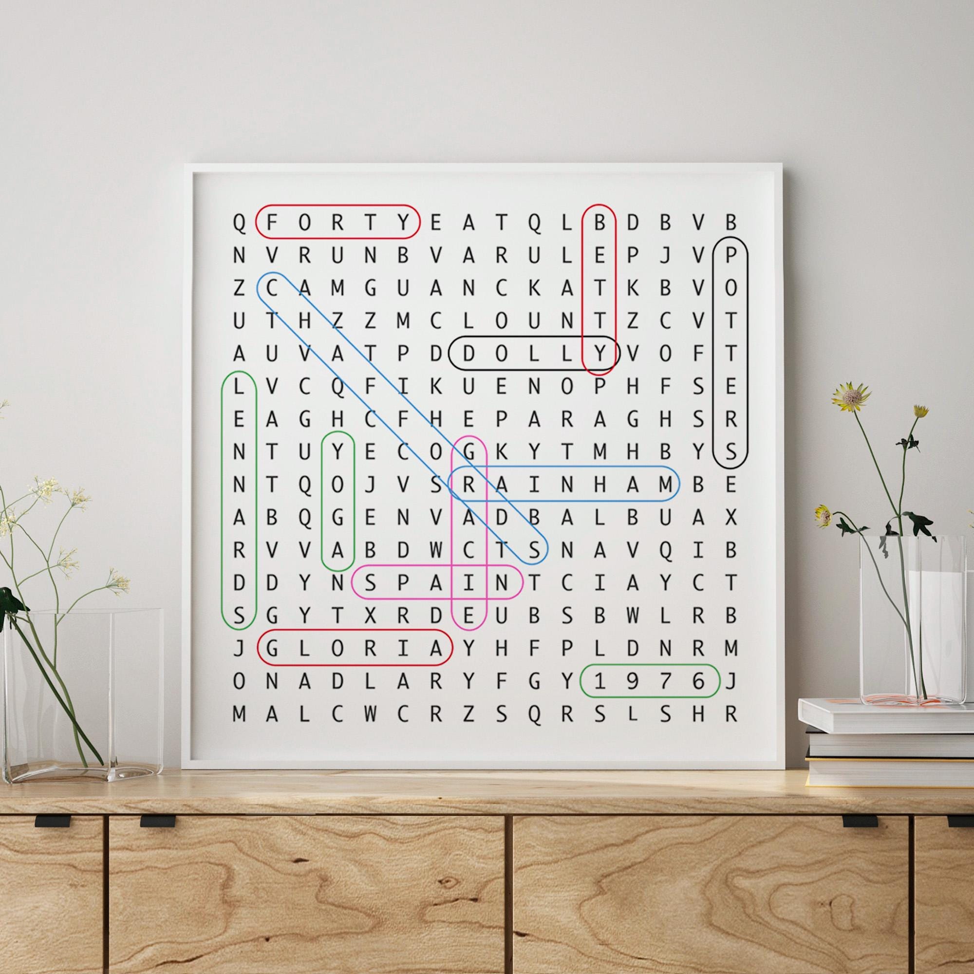 Personalised Word Search Art | Word Search Gift for Mum | Mother's Day ...