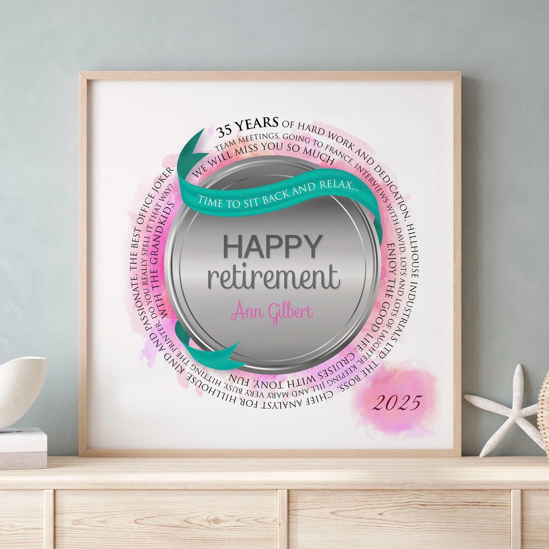 Personalised Retirement Award Art | Retirement Gift | Typography ...